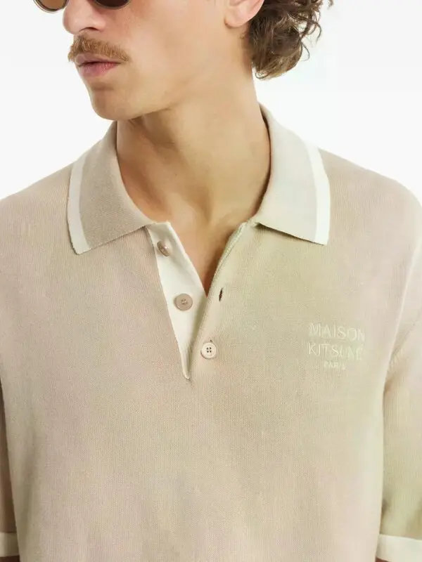 Maison Kitsuné Button-up Contrast-trim Polo Shirt