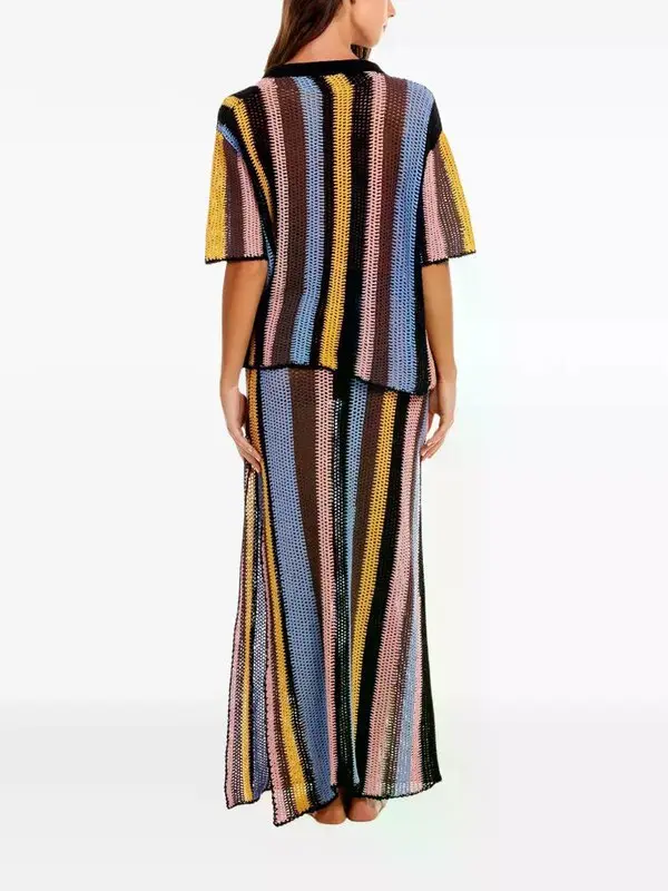 Agua Bendita Axel Stripe Crochet Shirt - Black