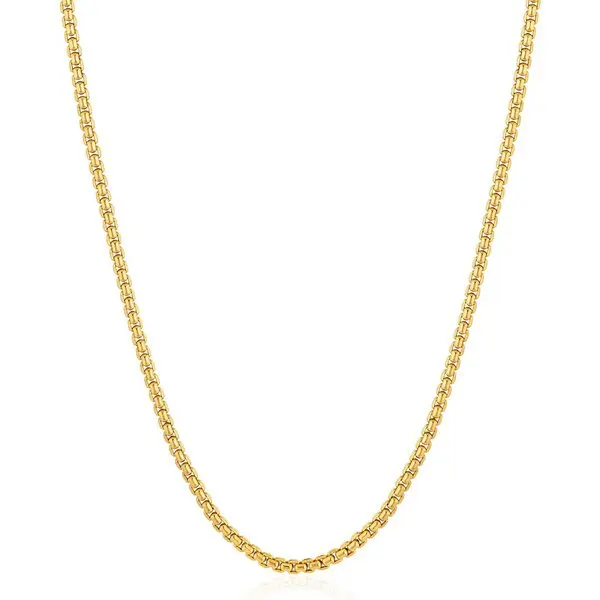 CRISLU Rounded Box Chain Necklace - 18kt Yellow Gold/clear Stone