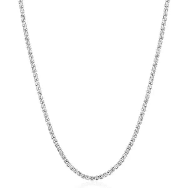 CRISLU Rounded Box Chain Necklace - Pure Platinum/clear Stone