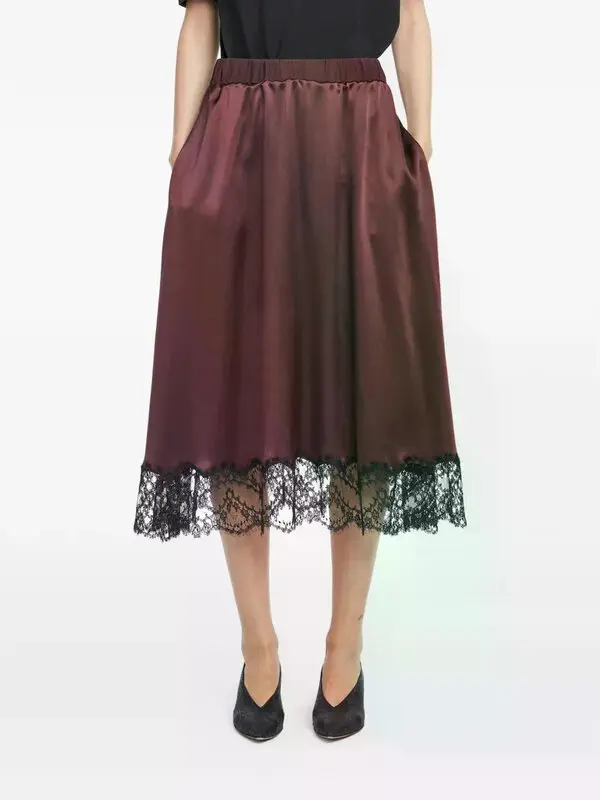Maria Mcmanus Lace-trimmed Midi Skirt - Red