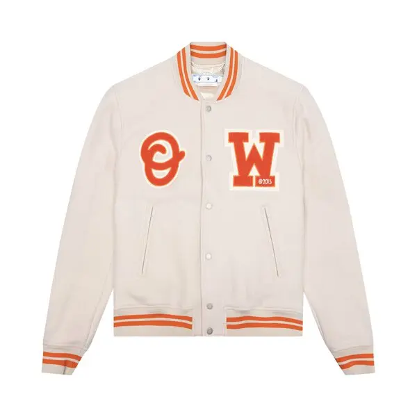 Off-White Patch Varsity Jacket 'beige/orange - Cream