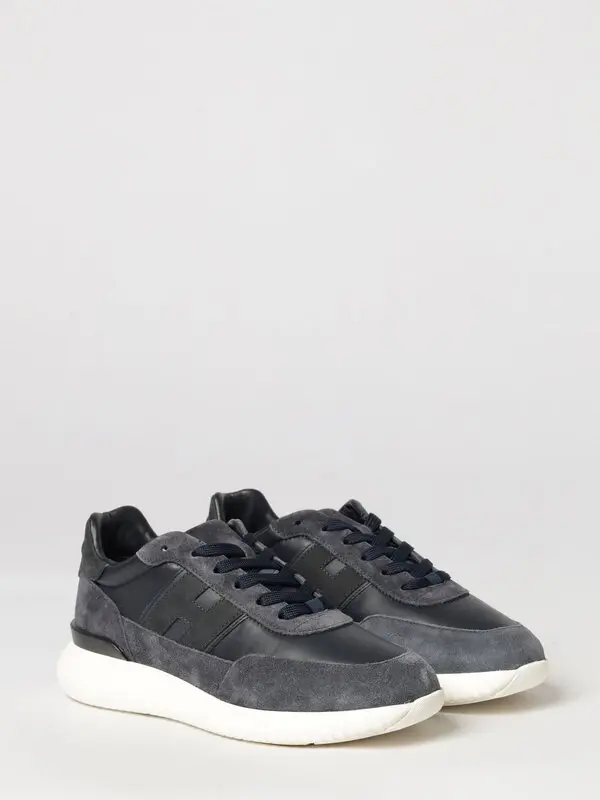 Hogan Suede And Nappa Leather Lace-up Sneakers - Navy