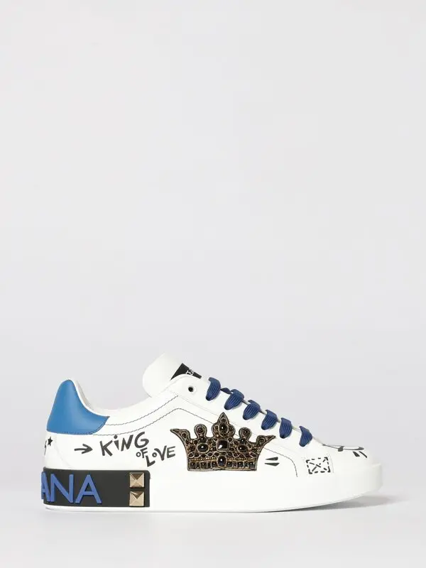 Dolce & Gabbana Leather Sneakers - Gnawed Blue