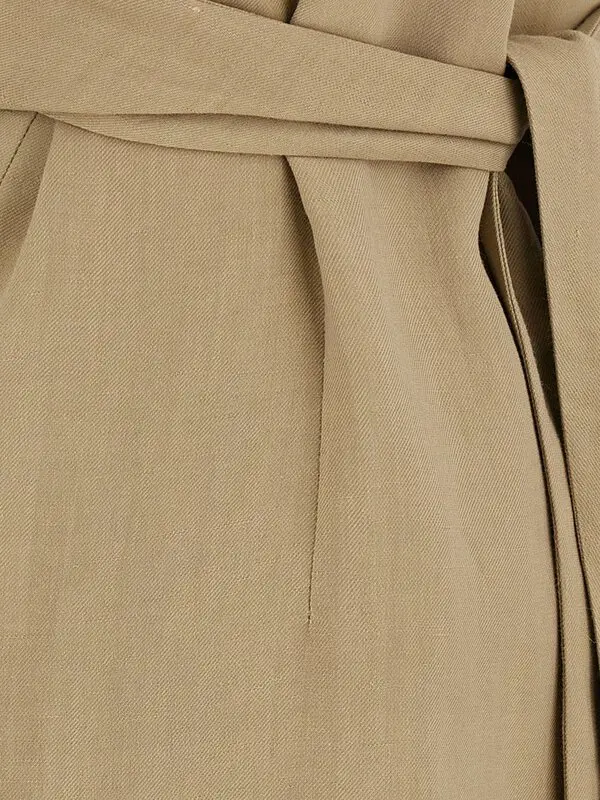 Brunello Cucinelli Linen Blend Midi Wrap Dress - Beige