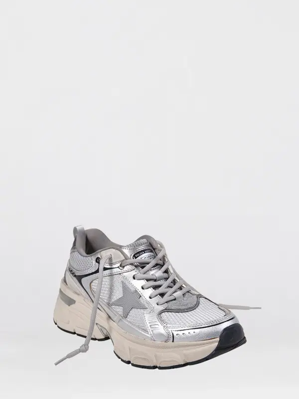 GOLDEN GOOSE Lightstar Sneakers In Mesh And Laminated Leather - Grey