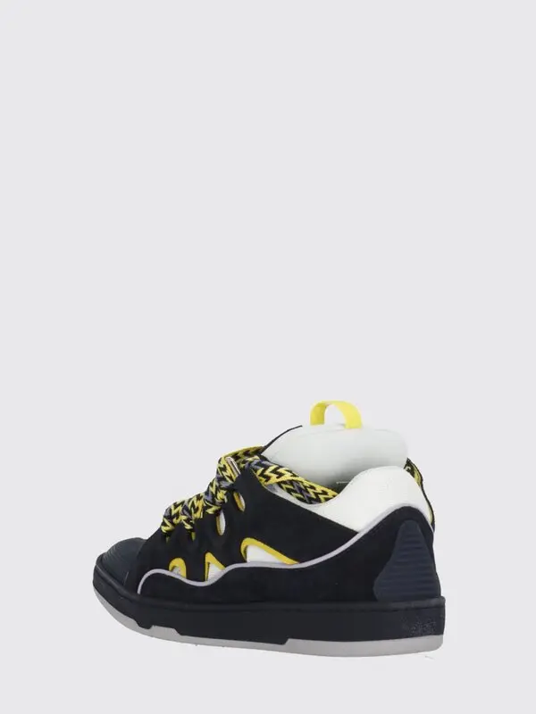 LANVIN Curb Leather And Mesh Sneakers - Black