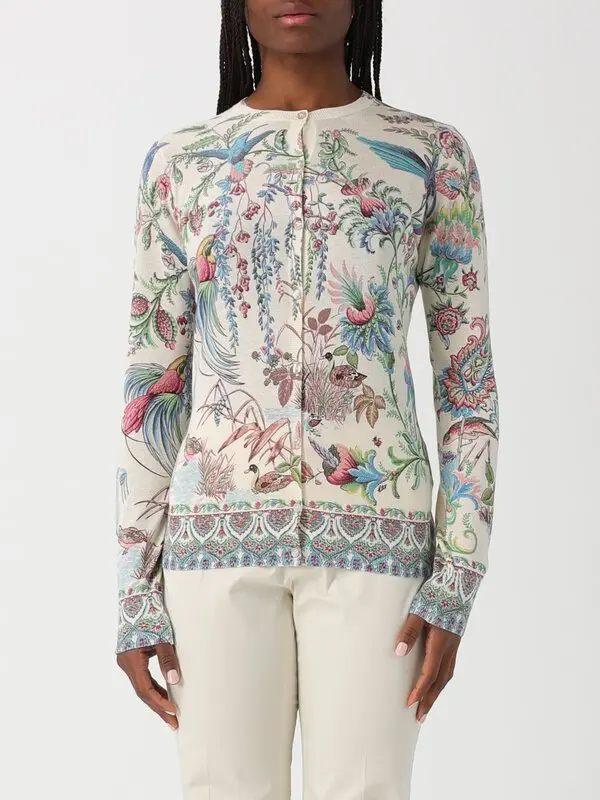 Etro Paisley Print Cashmere And Silk Cardigan - Brown
