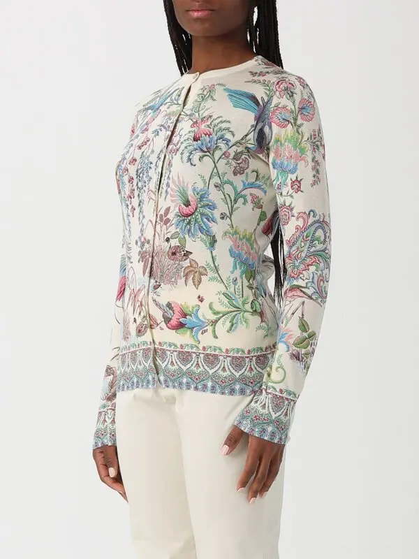 Etro Paisley Print Cashmere And Silk Cardigan - Brown