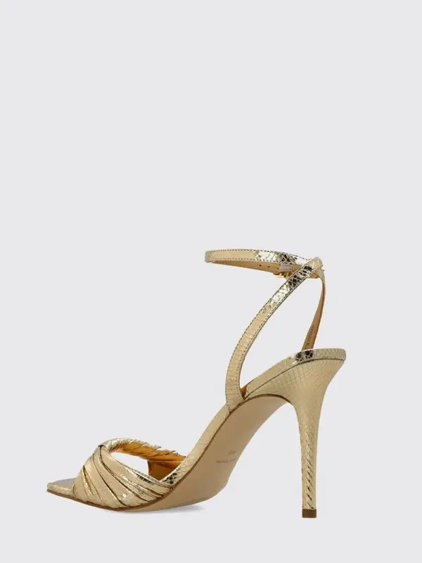 Michael Kors Kiana Sandal In Laminated Python Print Leather - Gold