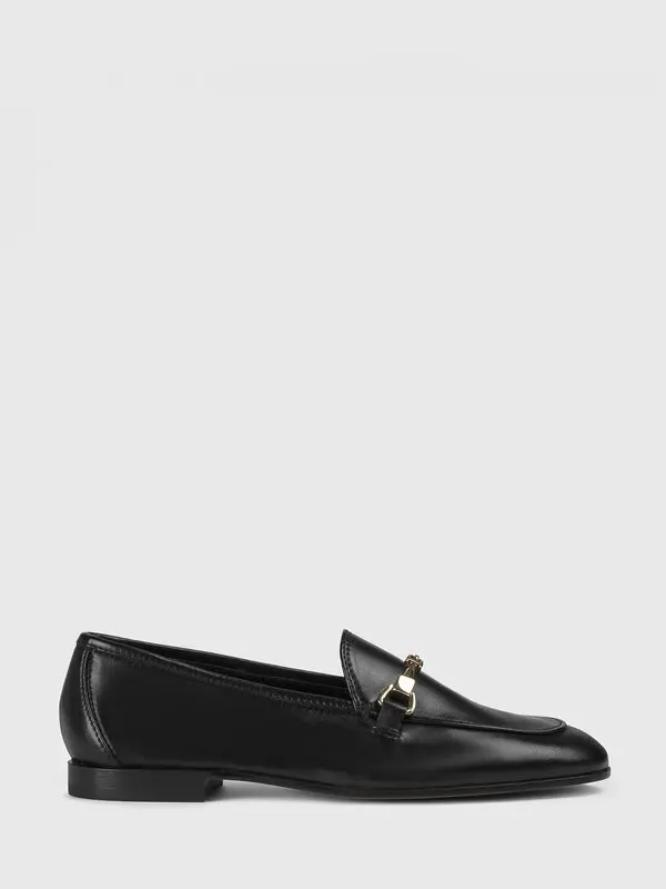 DOUCAL'S Leather Loafers With Horsebit Detail - Black