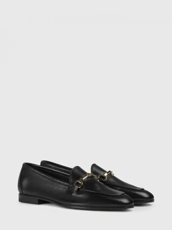 DOUCAL'S Leather Loafers With Horsebit Detail - Black
