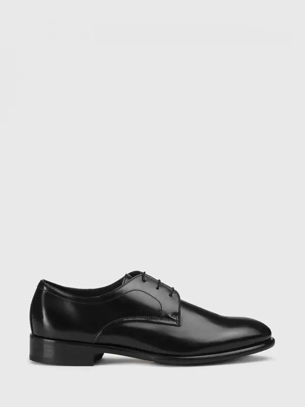 DOUCAL'S Polished Leather Oxford Shoes - Black