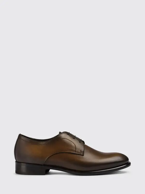 DOUCAL'S Polished Leather Oxford Shoes - Brown