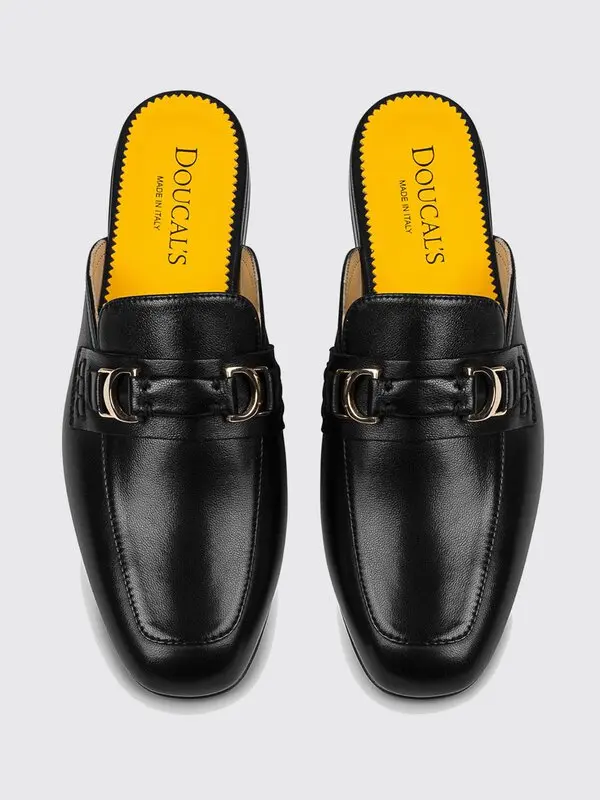 DOUCAL'S Leather Mules With Horsebit Detail - Black
