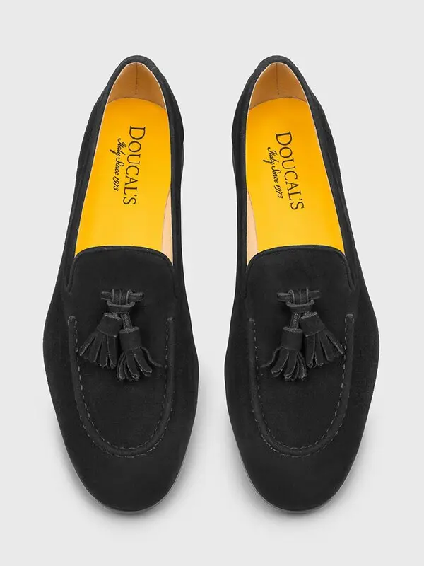 DOUCAL'S Suede Loafers With Tassels - Black