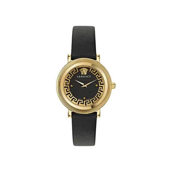 Versace Greca Flourish Leather Watch - Gold