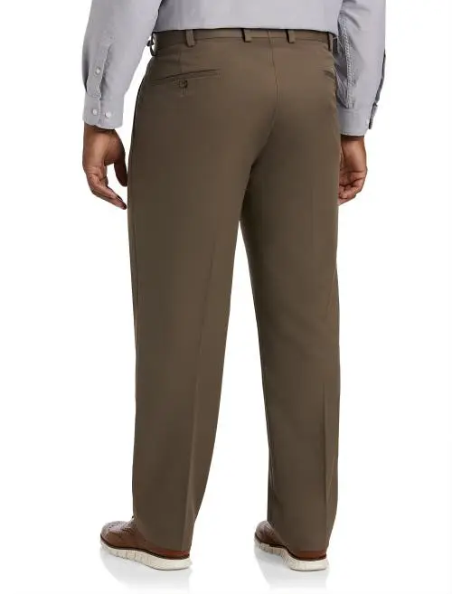 B+T ESSENTIALS Big & Tall Pleated Microfiber Dress Pants - Dark Khaki