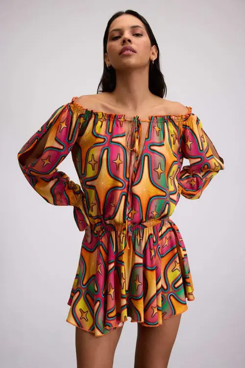 JE TE VEUX Sirius Starry Print Mini Dress