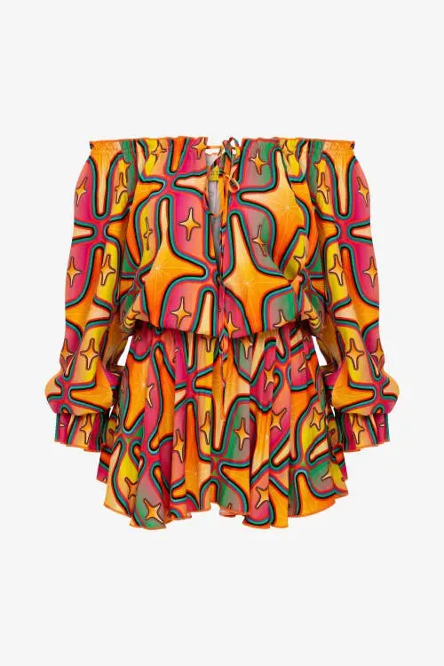JE TE VEUX Sirius Starry Print Mini Dress