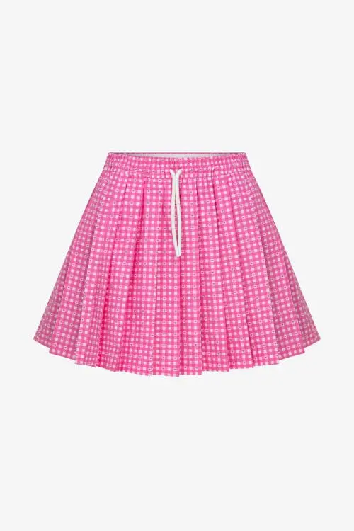 JE TE VEUX Gingham Pleated Mini Skirt