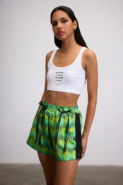 JE TE VEUX Jett Polka Dot Shorts With Bow Details - Green