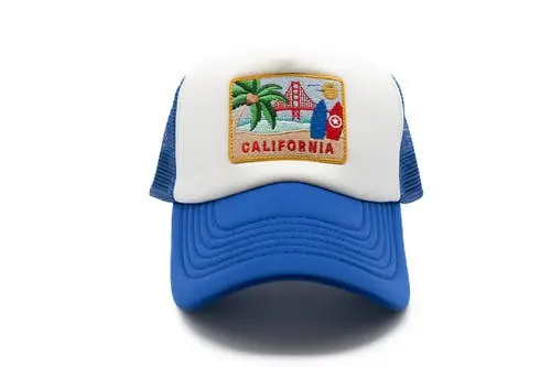 REY TO Z California Postcard Trucker Hat - Royal Blue & White