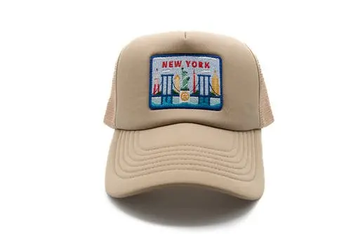 REY TO Z New York Postcard Trucker Hat - Khaki