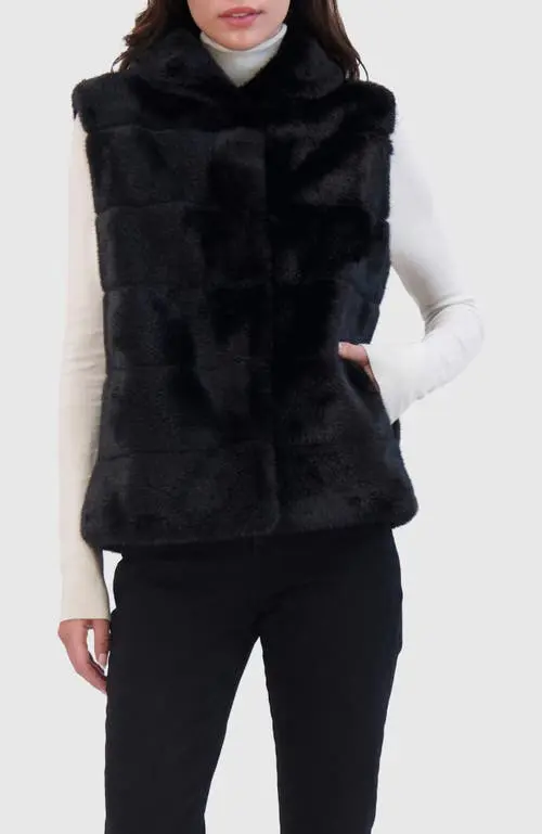 LYLA GRANT Faux Fur Mink Vest - Black