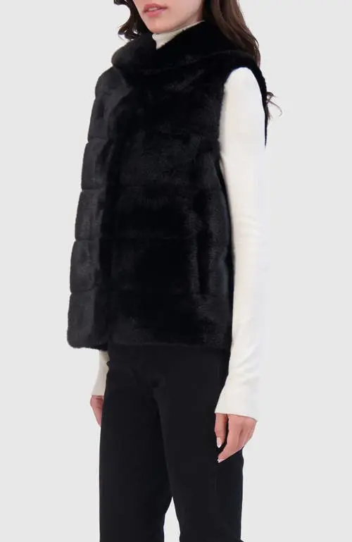 LYLA GRANT Faux Fur Mink Vest - Black
