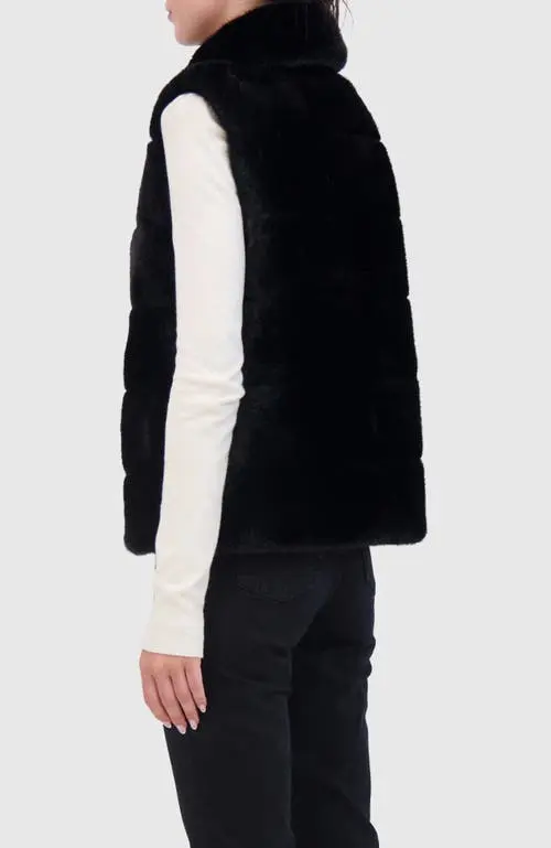 LYLA GRANT Faux Fur Mink Vest - Black