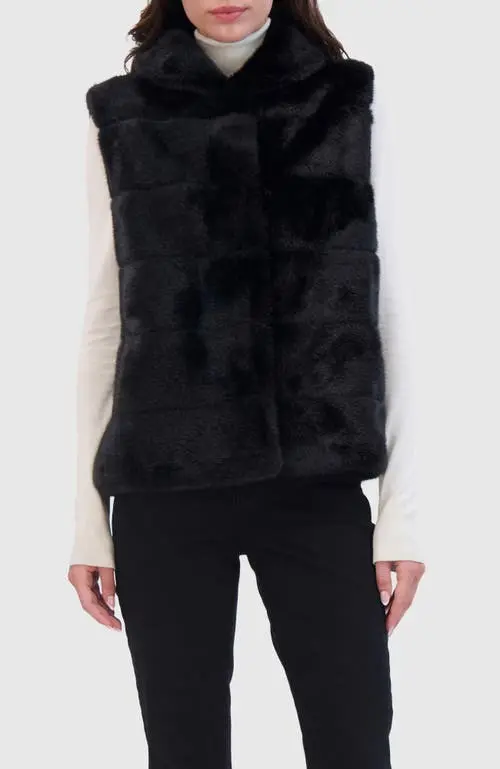 LYLA GRANT Faux Fur Mink Vest - Black