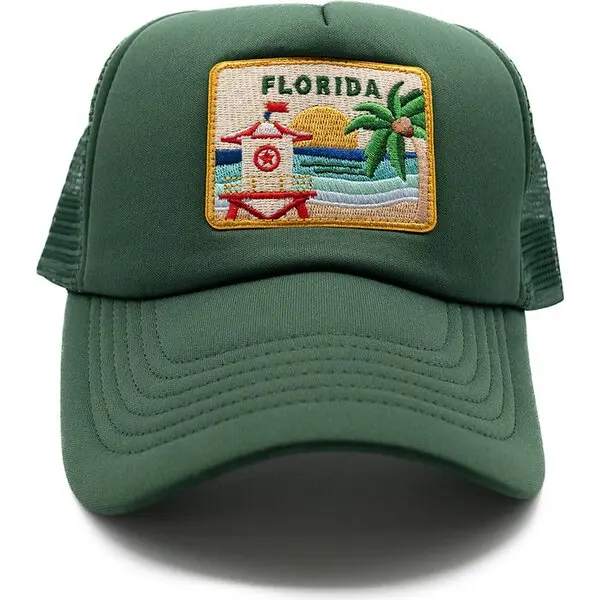 REY TO Z Florida Postcard Trucker Hat - Dark Green