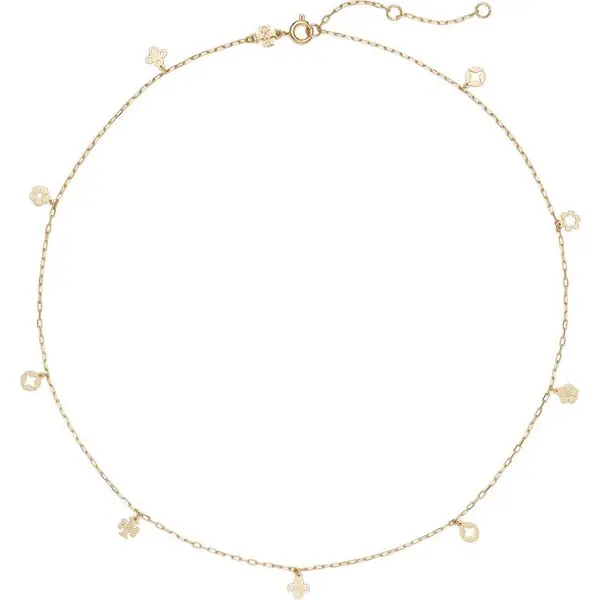 Tory Burch Forget Me Not Charm Station Necklace - Tory Gold