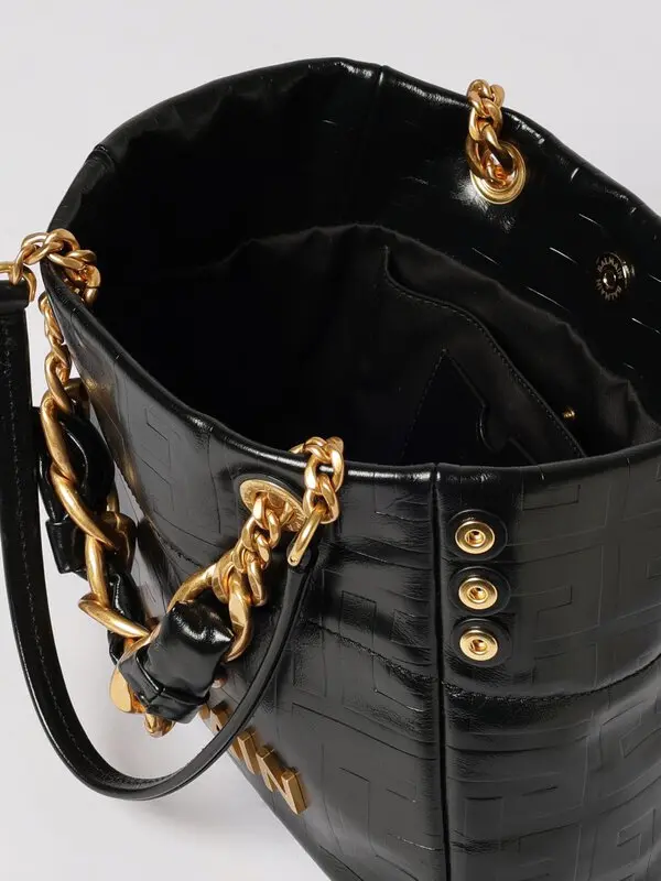 Balmain Shoulder Bag With Gold Tone Chain - Black