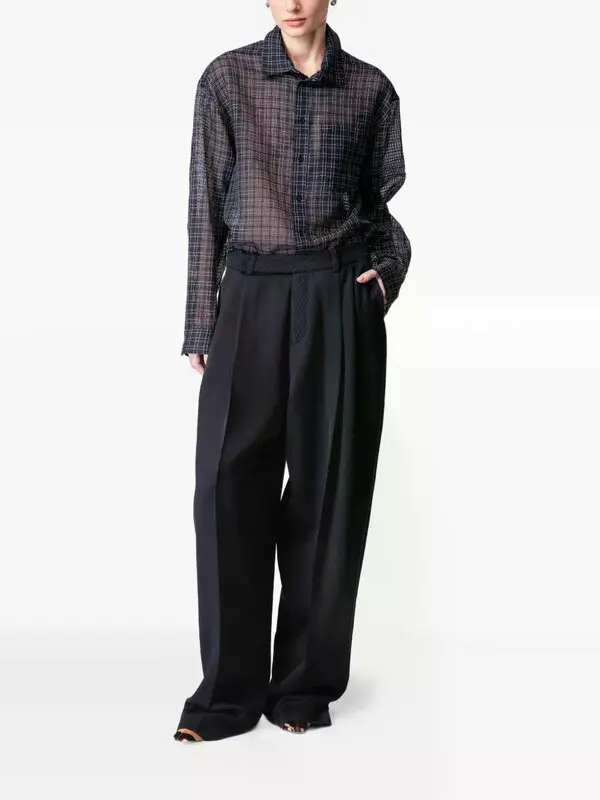 ARTICLE TEN Check-pattern Silk Shirt
