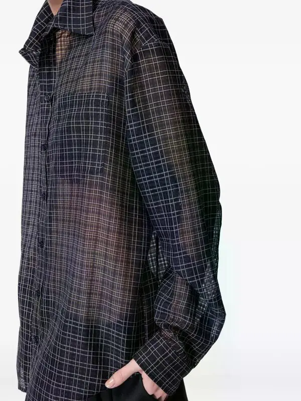 ARTICLE TEN Check-pattern Silk Shirt