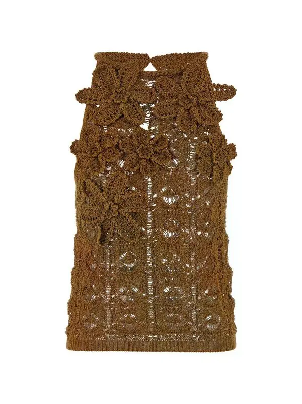 Pinko Floral Crochet Tank - Brown