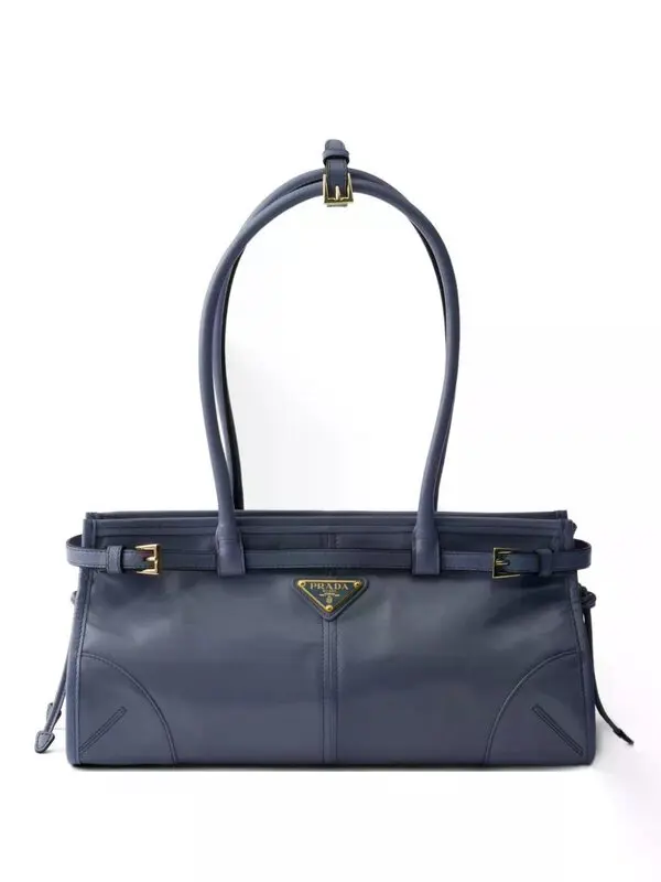 Prada Leather Bonnie Medium Tote Bag - Blue