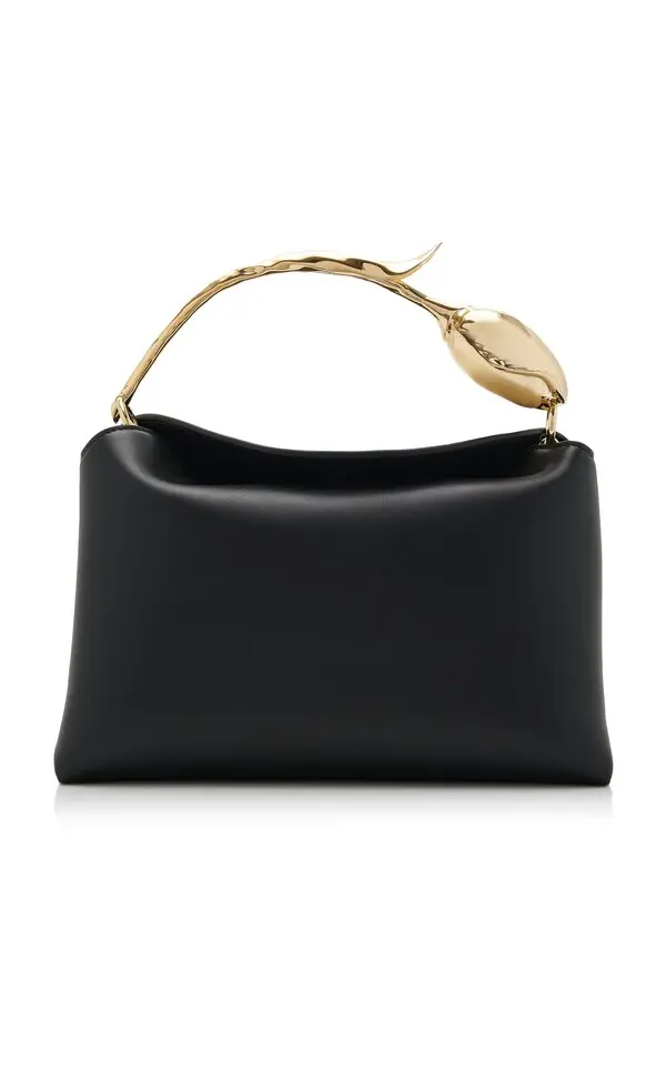Erdem Bloom Midi Leather Bag - Black