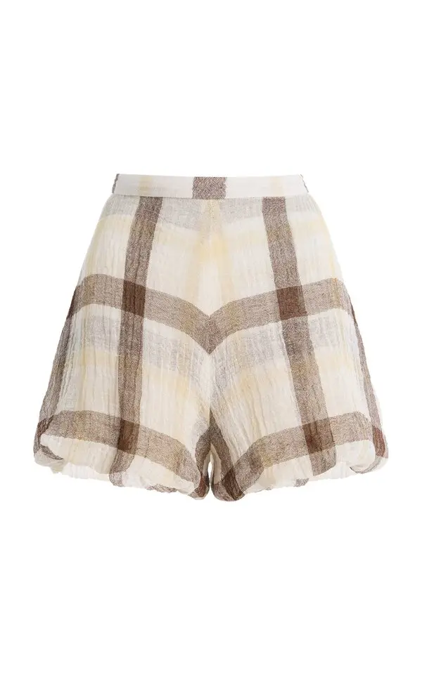 Lisa Marie Fernandez Linen-blend Gauze Pouf Shorts - Brown