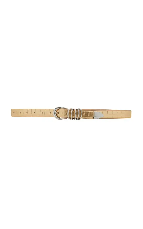 DEHANCHE Hollyhock Metallic Croc-effect Leather Belt - Gold