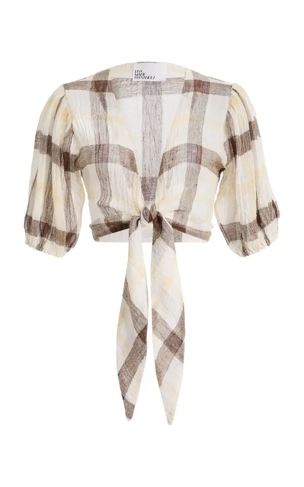 Lisa Marie Fernandez Exclusive Pouf Linen-blend Gauze Top - Brown