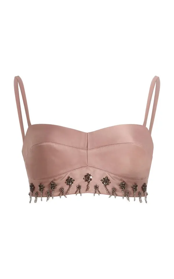 Alexis Mili Beaded Satin Crop Top
