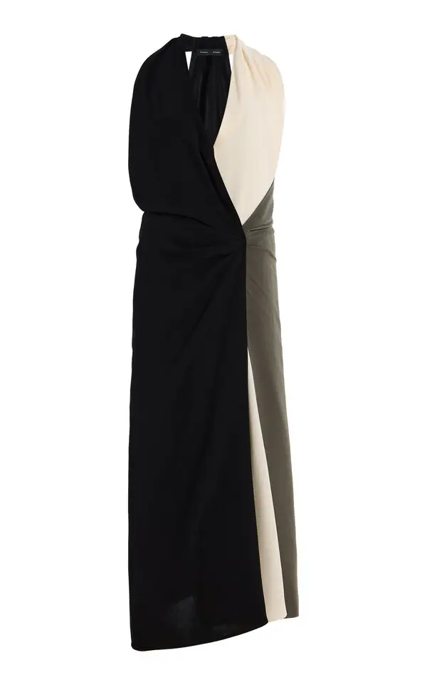 Proenza Schouler Elsa Draped Crepe Midi Dress - Black