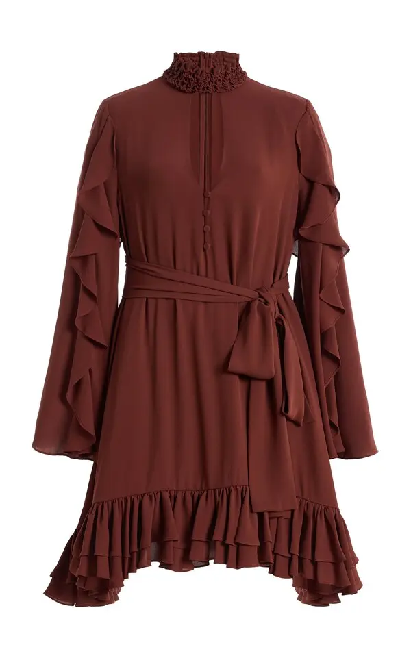 Alexis Crepe Mini Dress - Brown