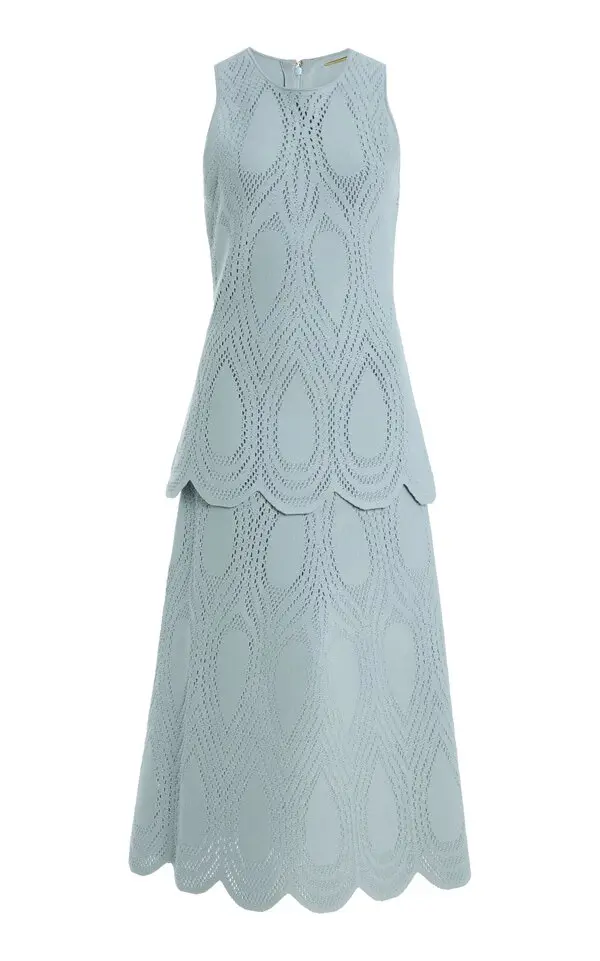 Alexis Zandra Pointelle-knit Midi Dress - Blue