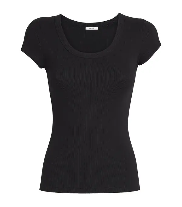 JOSEPH Stretch-cotton Ribbed Top - Black