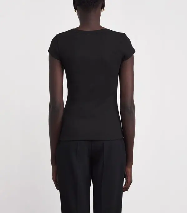 JOSEPH Stretch-cotton Ribbed Top - Black