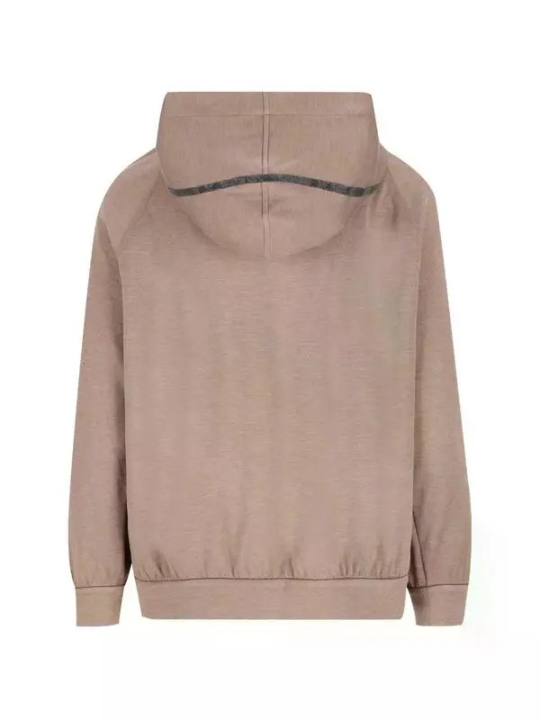 Brunello Cucinelli Hooded Zip-up With Sporty Stripes